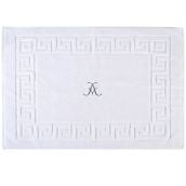 Embroidered White Greek Key Bath Mats for Hotels | Richard Haworth